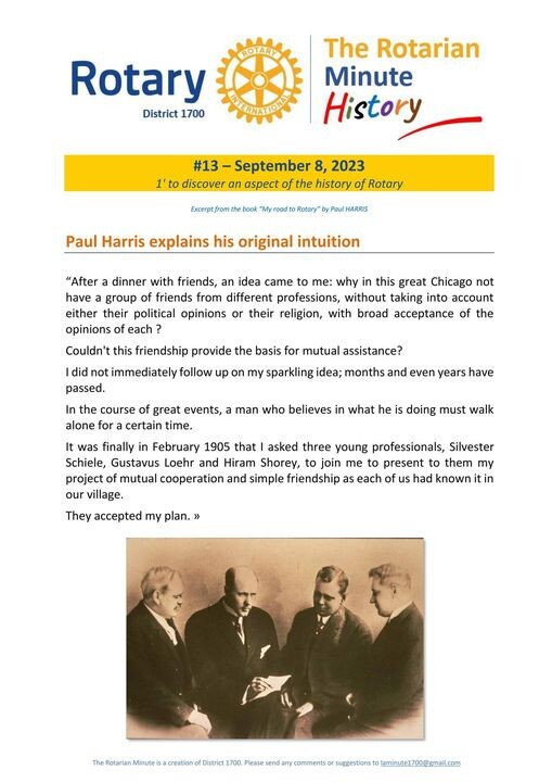 The Rotarian Minute History - Rotary Club de Torres Vedras