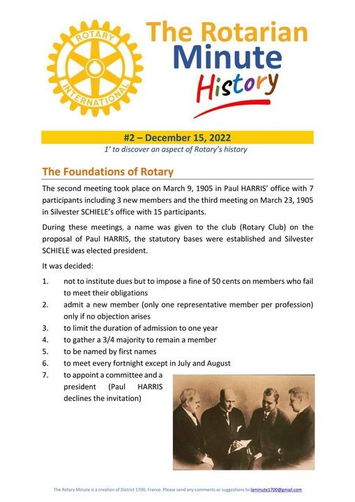 The Rotarian Minute History - Rotary Club de Torres Vedras