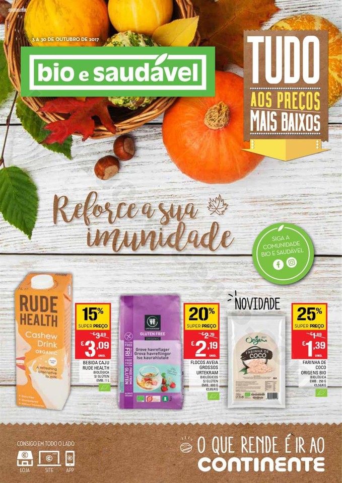 Antevisão folheto CONTINENTE Bio e saudável promoções de 3 a 30 outubro ...